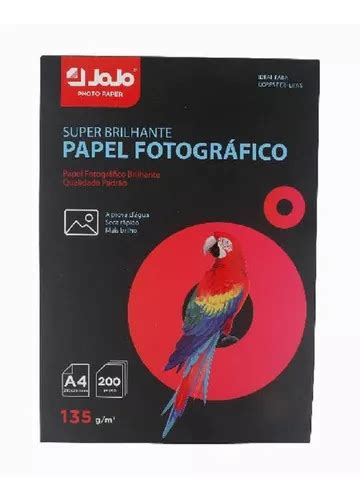 Papel Fotográfico 135g Glossy A4 Cx 200 Folhas Jojo Paper Cor Branco
