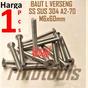 Jual Baut JF Kunci L M6 X 60 Stainless 304 Verseng Countersunk A2 70 M6