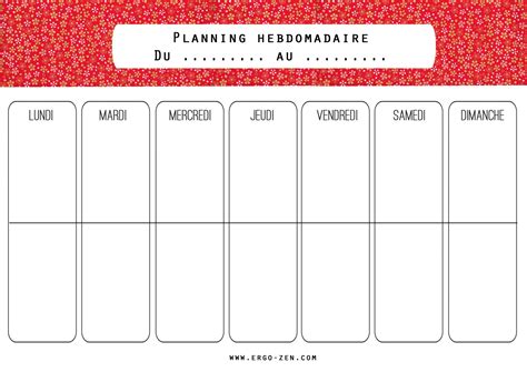 Top 5 Planning hebdomadaire gratuit à imprimer en 2 min Ergo zen
