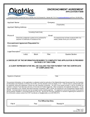 Fillable Online Encroachment Agreement Application FormGET Fax Email