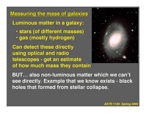 lecture slides on measuring the mass of galaxies astr 1120 docsity