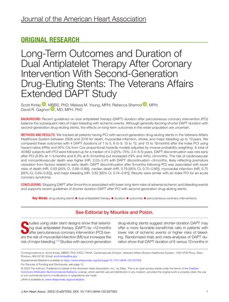 Pdf Longterm Outcomes And Duration Of Dual Antiplatelet Therapy