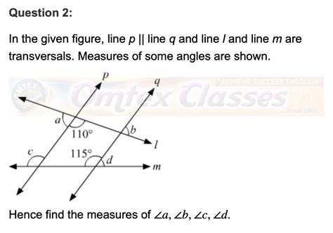 omtex classes maharashtra practice set 2 1 chapter 2 parallel lines mathematics part ii