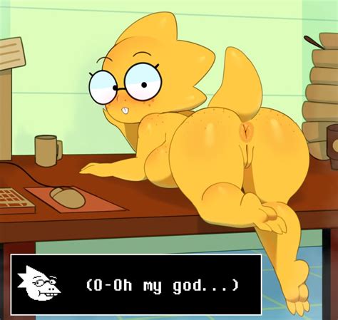 Rule 34 1girls 2d Alphys Anthro Anthro Only Anus Ass Back Back View Big Ass Blush Breasts