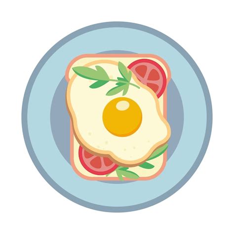 Sándwich de huevo frito y tomate sándwich en un plato ilustración