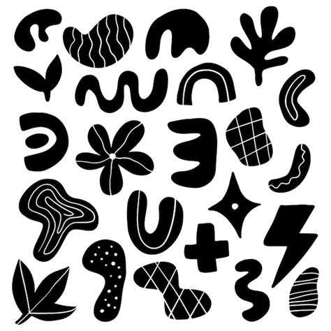 Formas orgánicas abstractas dibujadas a mano Vector Premium