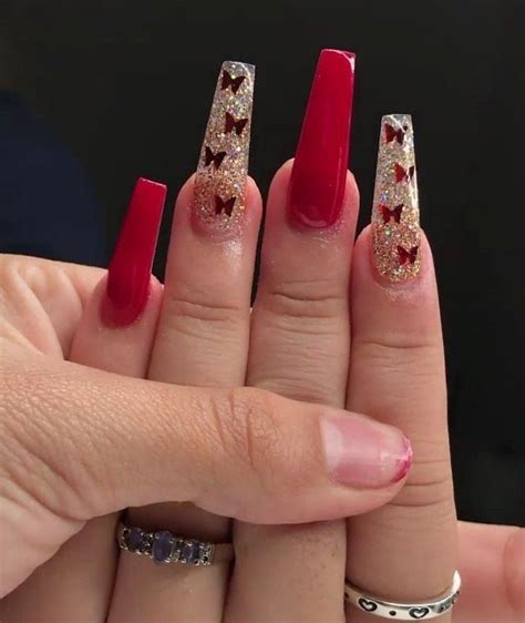 Pin De N En U As Inspo Manicura De U As U As De Gel Rojas U As