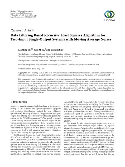 pdf data filtering based recursive least squares algorithm for two