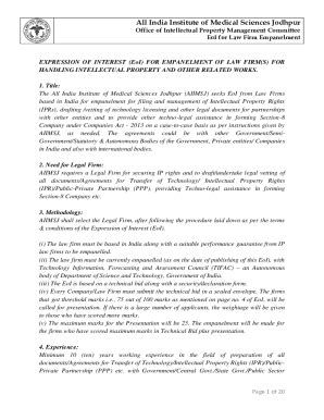 Fillable Online Expression Of Interest EOI For Empanelment Of Law