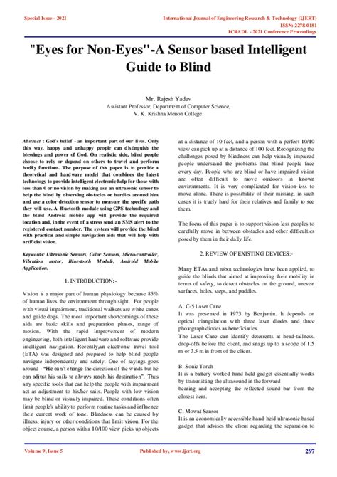 pdf ijert eyes for non eyes a sensor based intelligent guide to blind ijert journal