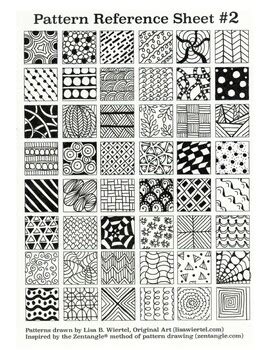 Zentangle Inspired Pattern Reference Sheet By Lisa B Wiertel