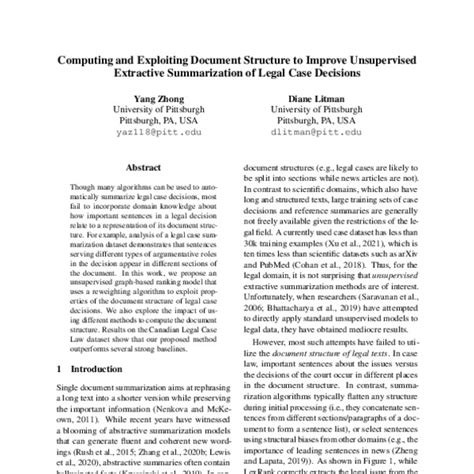 computing and exploiting document structure to improve unsupervised extractive summarization of