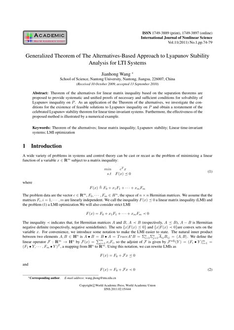 Pdf Generalized Theorem Of The Alternatives Based Approach To