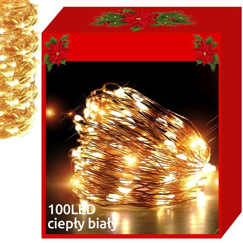 Lampki 100Led Mikro Drucik na Baterie Ciepły Biały ISO TRADE Iso