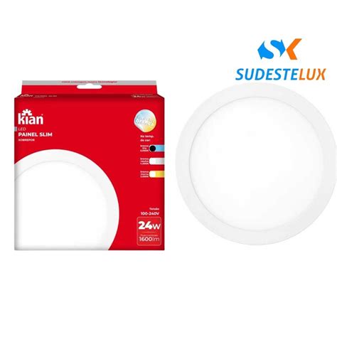 Luminária Led Painel Slim Redonda Sobrepor 24W 6 000K Branca Fria