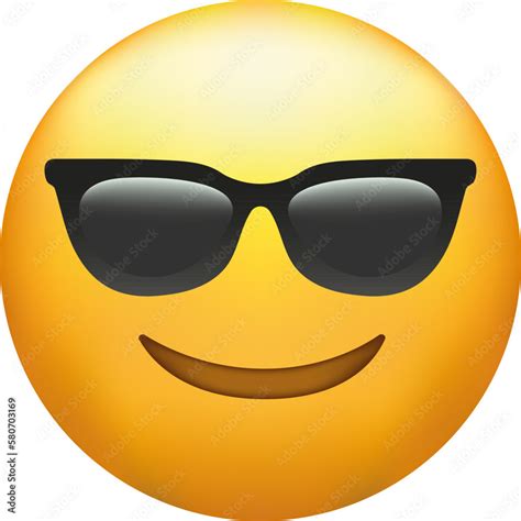 High Quality Emoticon With Sunglasses Emoji Vector Cool Smiling Face With Sunglasses Stock