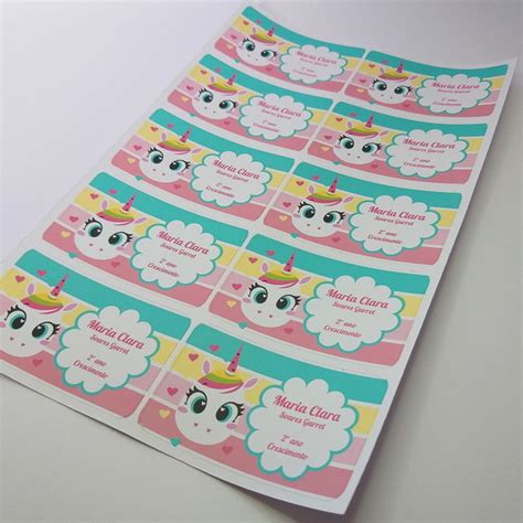Kit de Etiquetas Escolares Unicórnio Elo7 Produtos Especiais
