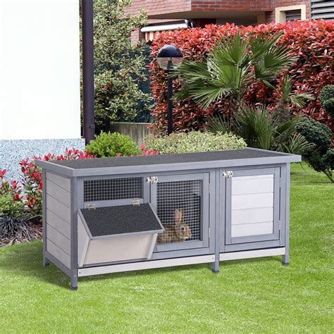 Buy PawHut Wooden Outdoor Bunny Rabbit Hutch With 2 Large Customizable