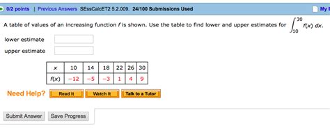 solved a table of values of an increasing function f is
