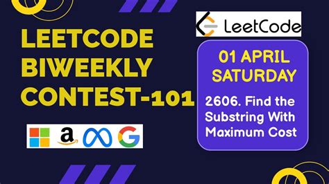leetcode biweekly contest 101 find the substring with maximum cost youtube
