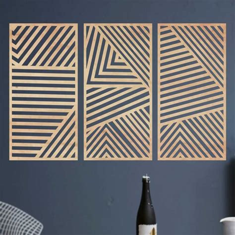 Modern Wood Wall Art Set Geometric Wood Wall Panels Wooden Etsy