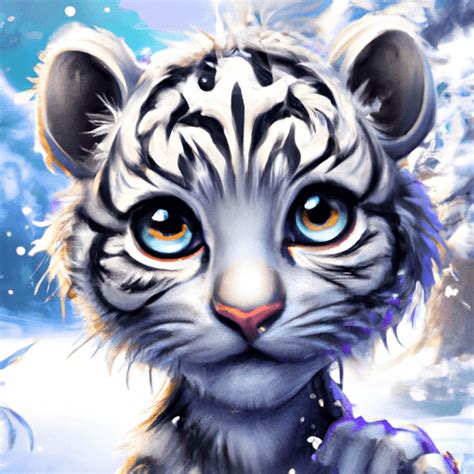 Cute Adorable Cartoon White Tiger Portrait Creative Fabrica