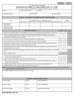 Fillable Online Corpslakes Usace Army ENG FORM 6064 Recreation Fee