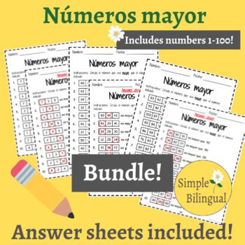 Greater Less than and Equal to numbers in Spanish Números mayor menor