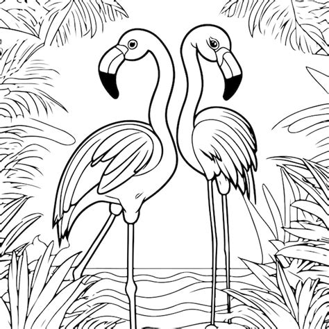 Coloriage D un Joli Dessin Animé Bébé Flamant Rose Dans Un Lac Grands