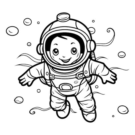 Lindo astronauta de dibujos animados en fondo blanco Ilustración