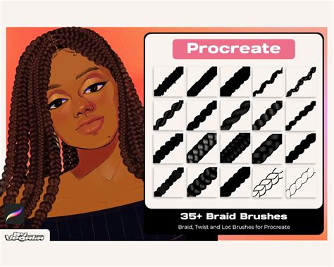 Procreate Braids Twists Locs Brush Realistic Braid Brush Hair