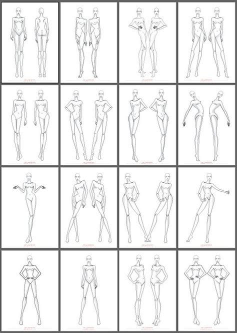 16 Adjustable Poses Female Fashion Design Croquis Jimy Illustration