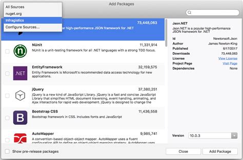 infragistics nuget feed infragistics xamarin forms™ help