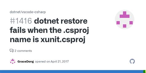 Dotnet Restore Fails When The Csproj Name Is Xunit Csproj Issue
