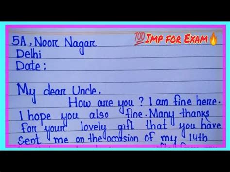 Write A Letter To Your Uncle Thanking Him For Sending A Present On Your
