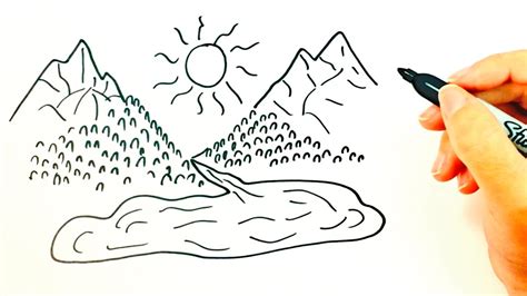 Cómo dibujar una Montaña para niños Dibujo de una Montaña paso a paso