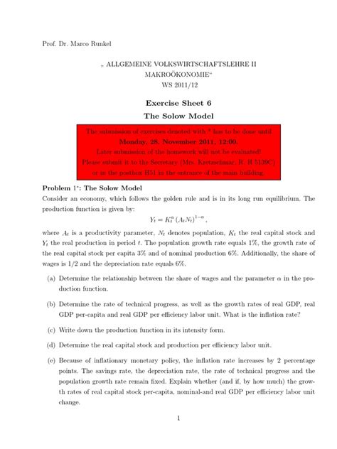 exercise sheet 6 pdf production function economic growth