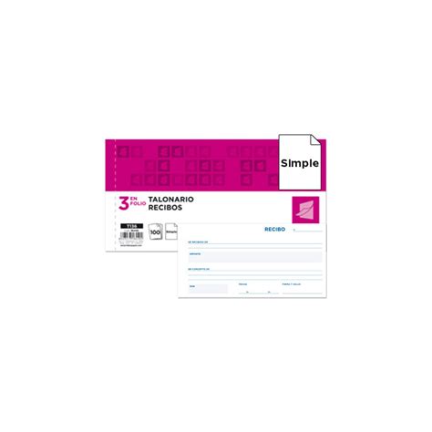 Talonario liderpapel recibos 3 fº original t136 sin matriz