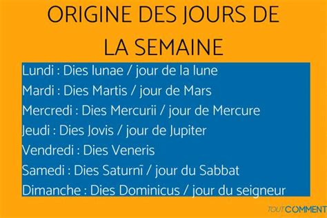 Origine Des Noms Des Jours De La Semaine