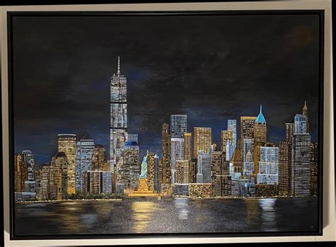 Acrylic Painting On Canvas New York City Night Skyline ImagicArt