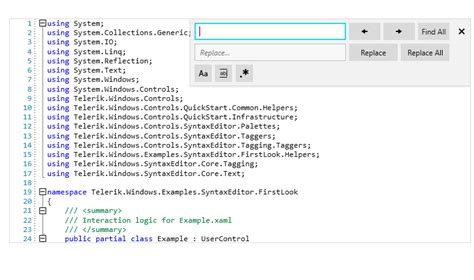 wpf syntaxeditor control telerik ui for wpf