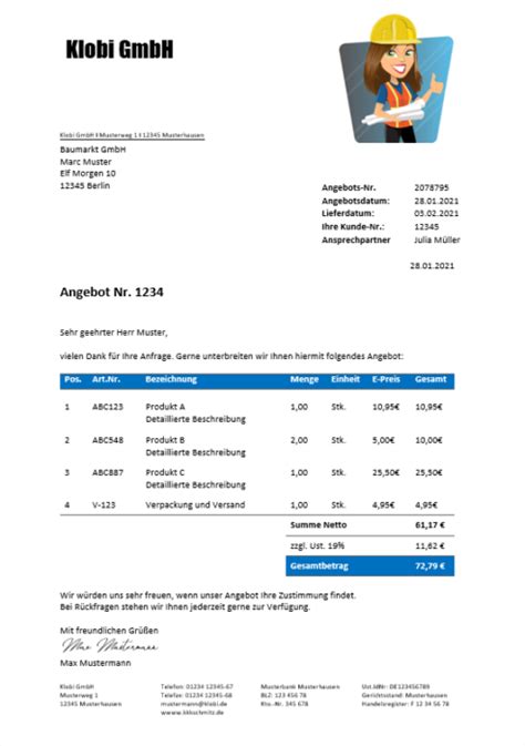 Word Kostenlose Angebotsvorlagen Office Lernen