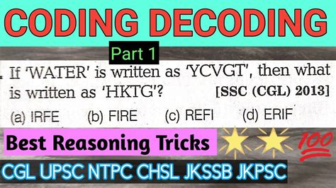 coding decoding reasoning tricks in hindi सिर्फ 1 ही trick से सारे प्रश्न solve youtube