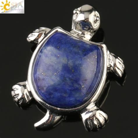 CSJA Collier Pendentif Tortue En Pierre Naturelle Pour Femmes Et Hommes