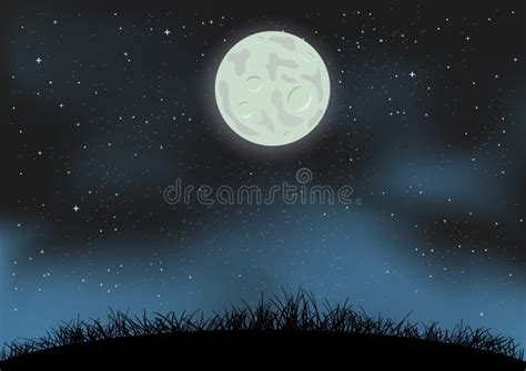 Dibujos Animados Luna Nocturna Y Tierra Ilustración del Vector