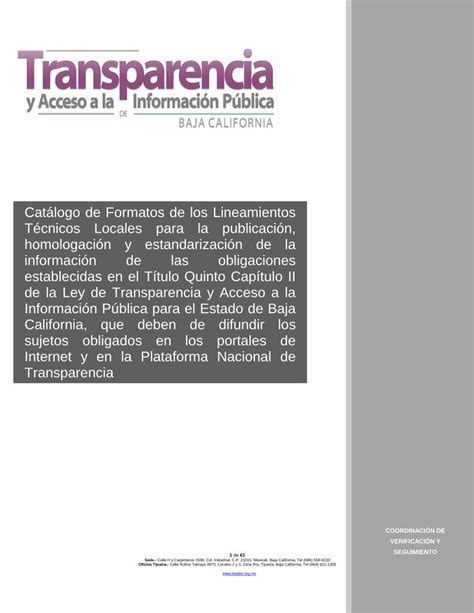 PDF Catálogo de Formatos de los Lineamientos Técnicos