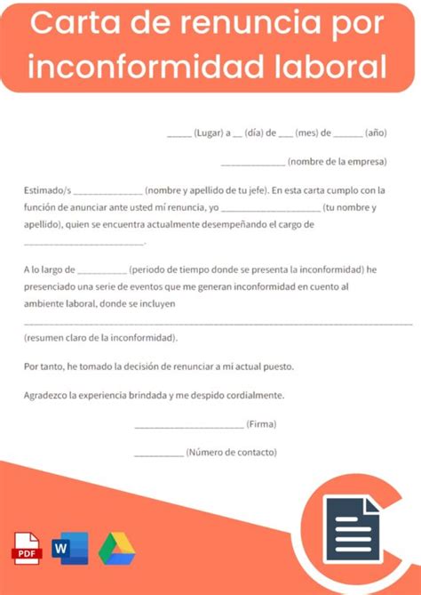 Carta de Renuncia Guías y modelos Rellena Online Word Pdf