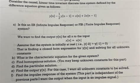 consider the causal linear time invariant discrete