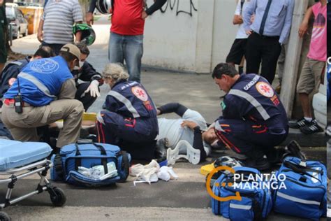 Motociclista sofre fratura exposta após colisão carro em Maringá