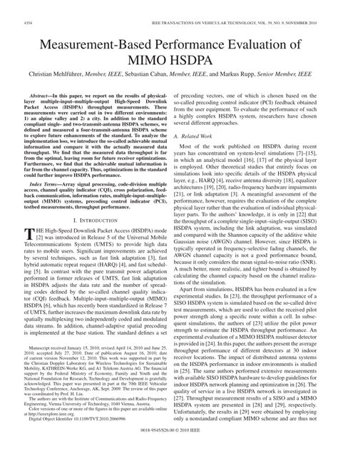 pdf measurement based performance evaluation of mimo hsdpa